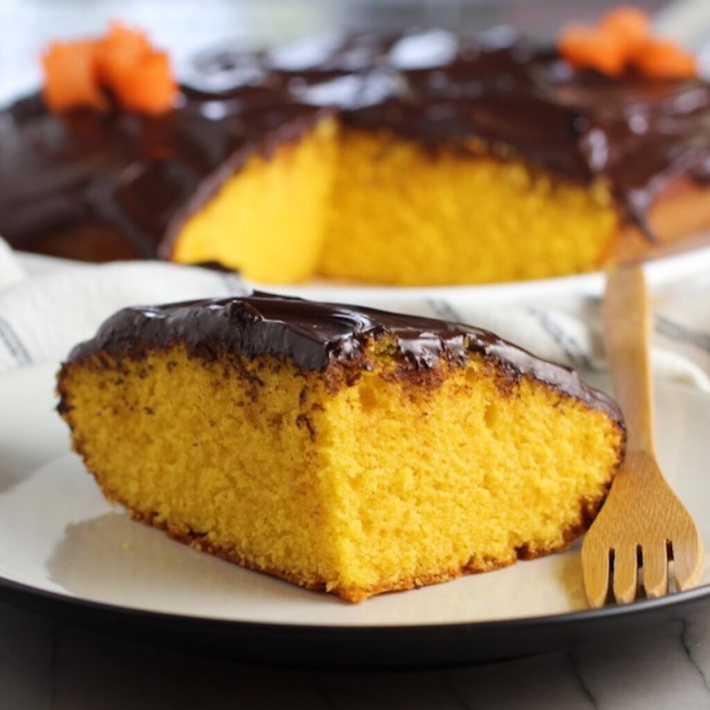 Brazilian Carrot Cake with Chocolate Sauce Topping - Easy Brazilian Food