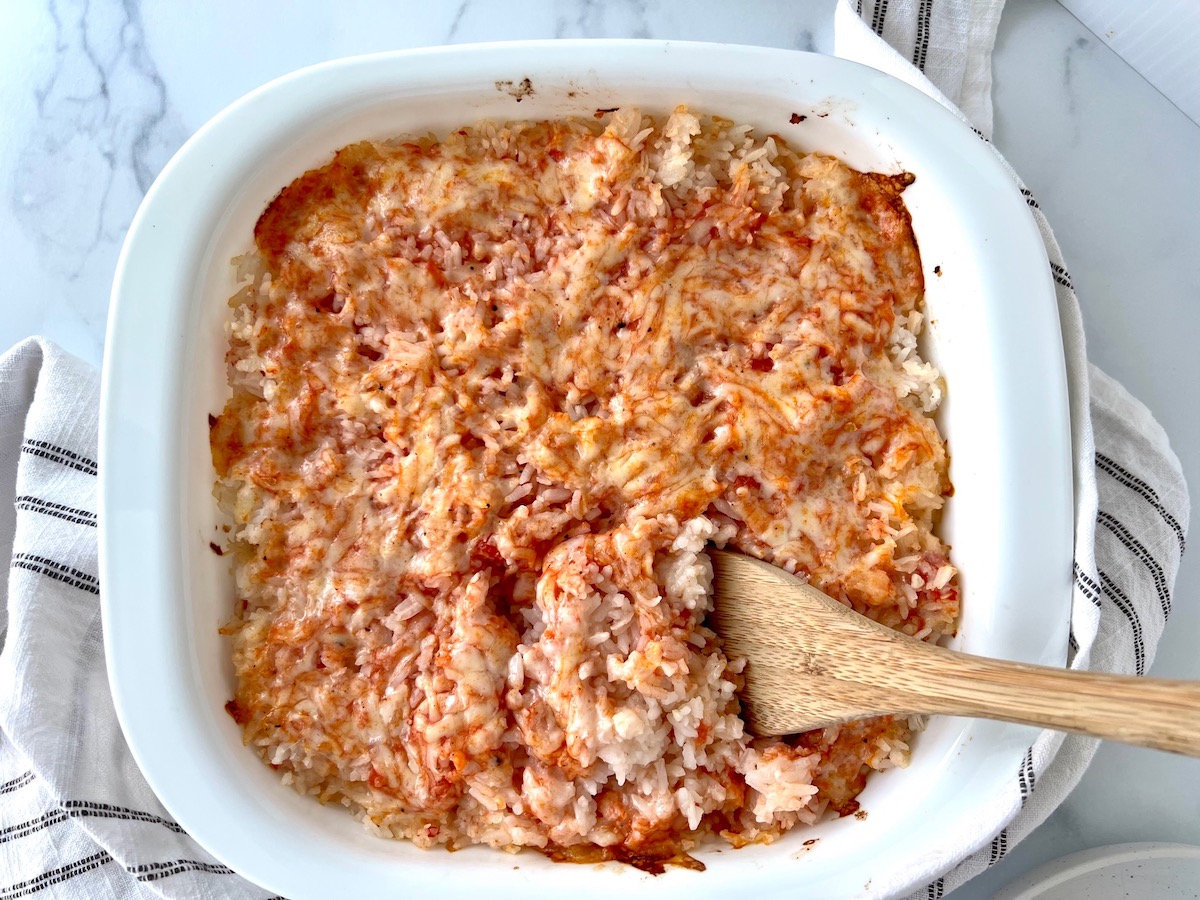 Brazilian Baked Rice with Cheese and Tomatoes