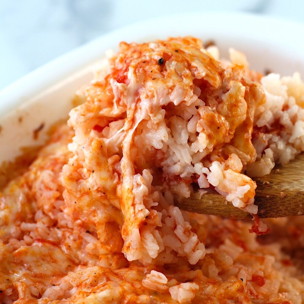Brazilian Baked Rice with Cheese and Tomatoes