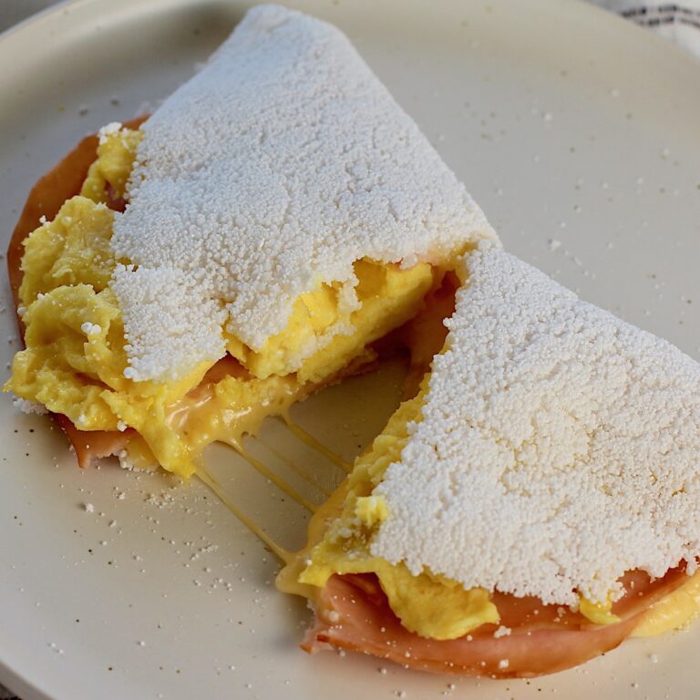 Brazilian Breakfast Tapiocas ~ with Ham, Egg and Cheese - Easy ...