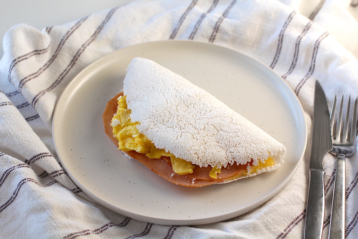 Brazilian Breakfast Tapiocas ~ with Ham, Egg and Cheese - Easy ...